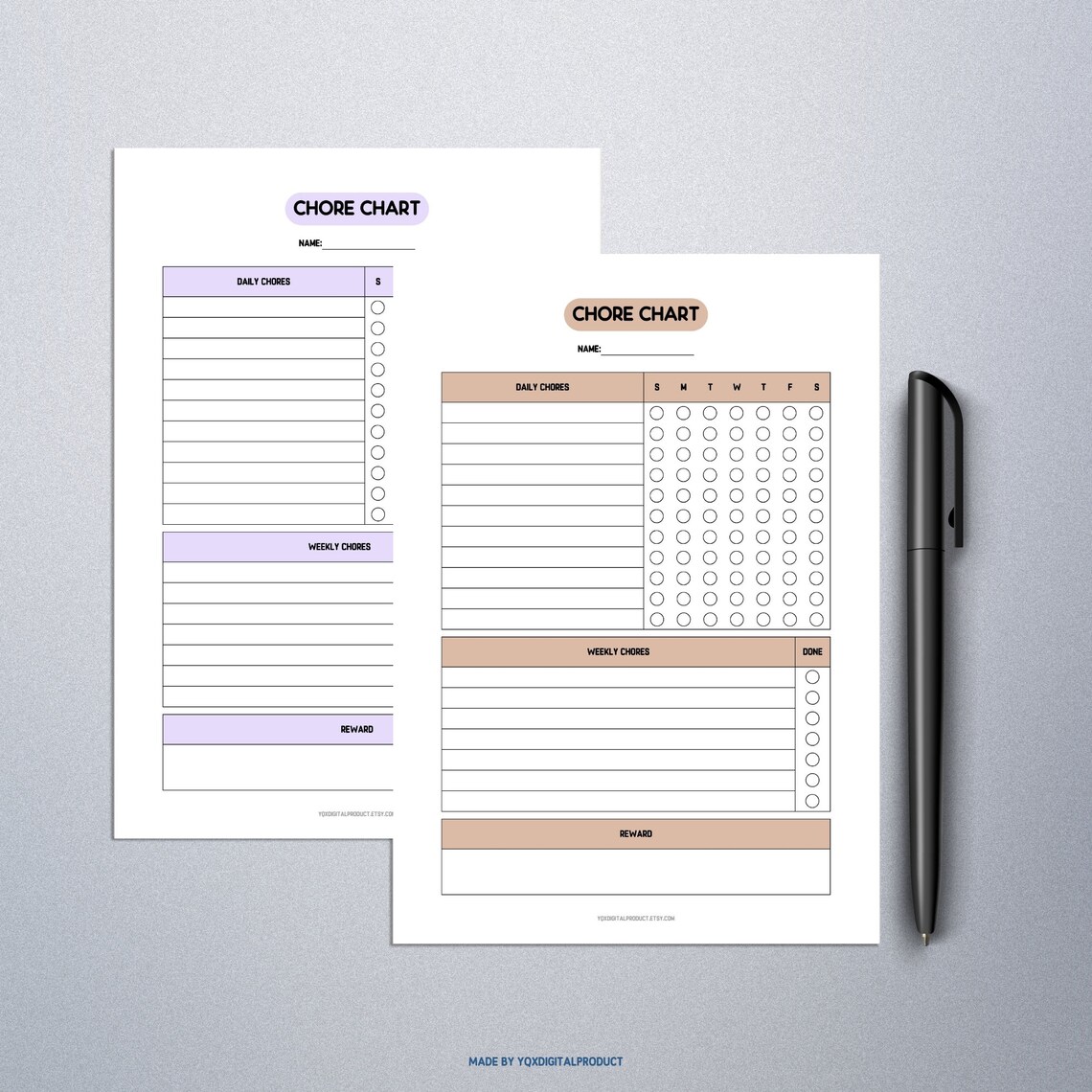 Chore Chart Weekly Chore Chart Printable Daily & Weekly Chore ...