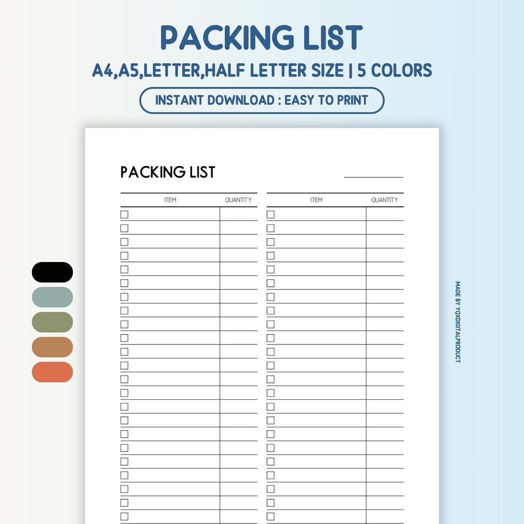Packing List | Travel Packing List | Packing Checklist | Holiday ...