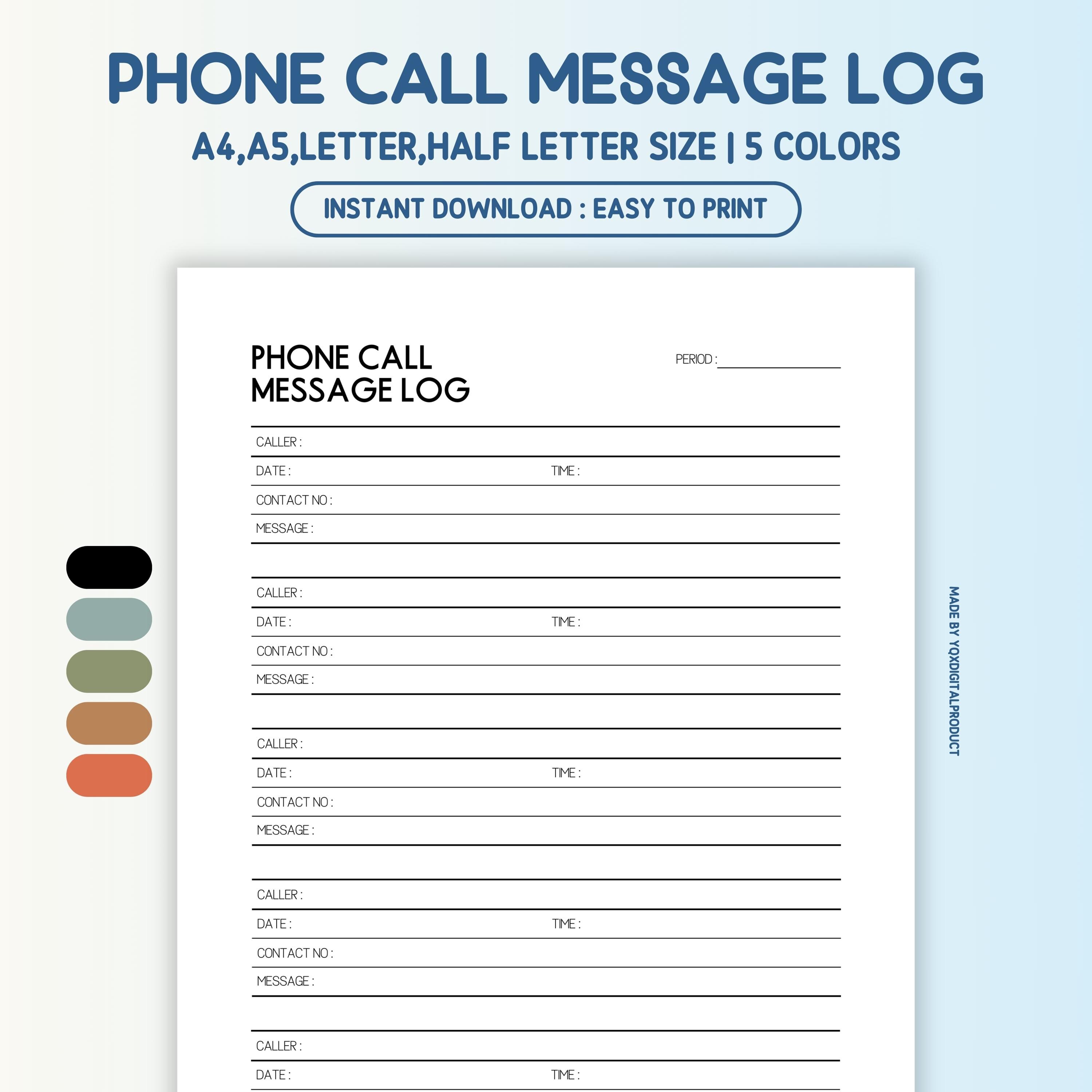 Phone Call Message Log | Conversation Record | Missed Call Log ...