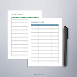Medication Log | Medication Tracker | Daily Medicine Schedule | A4,a5 ...
