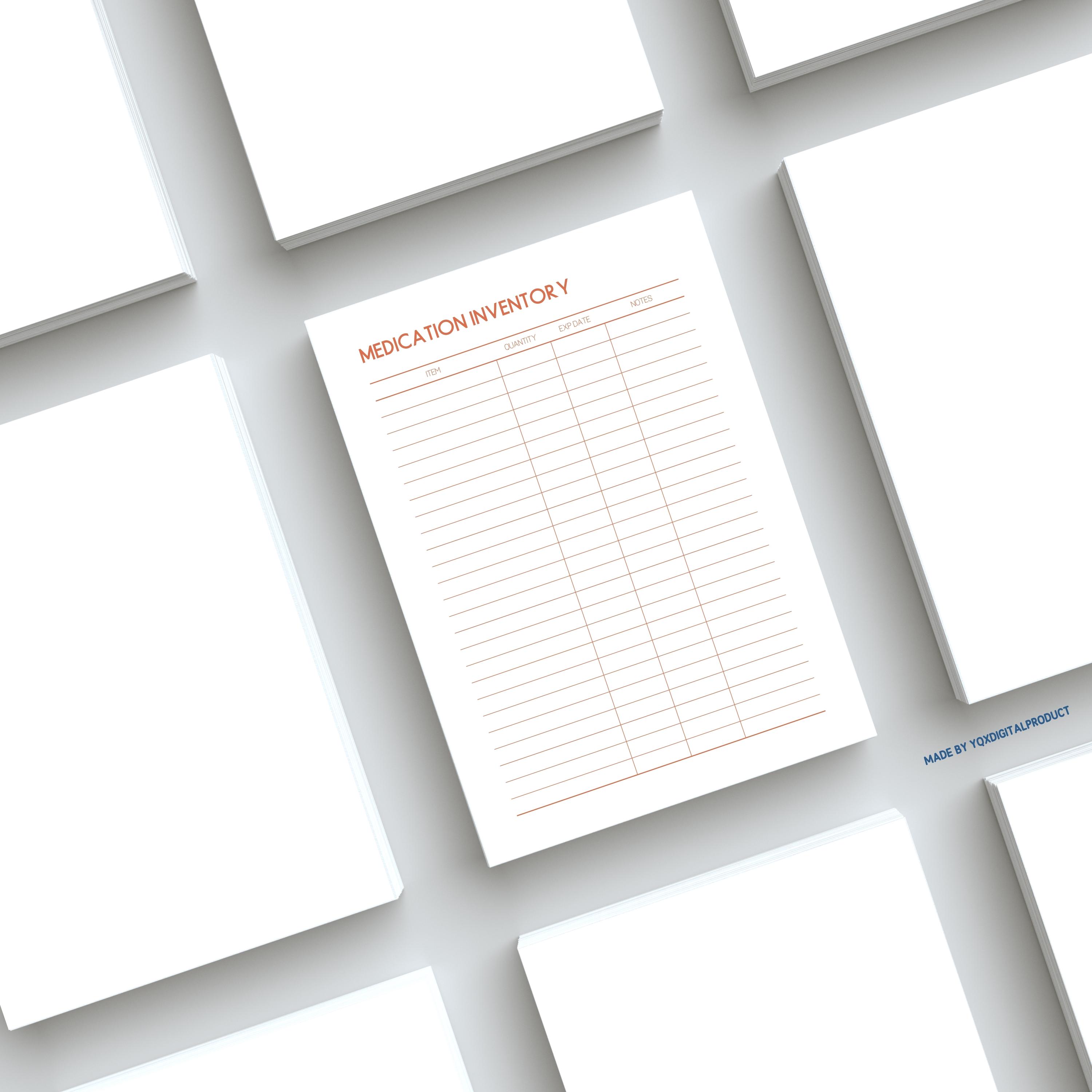 Medication Inventory | Medication Log | Inventory List | A4,a5,letter ...