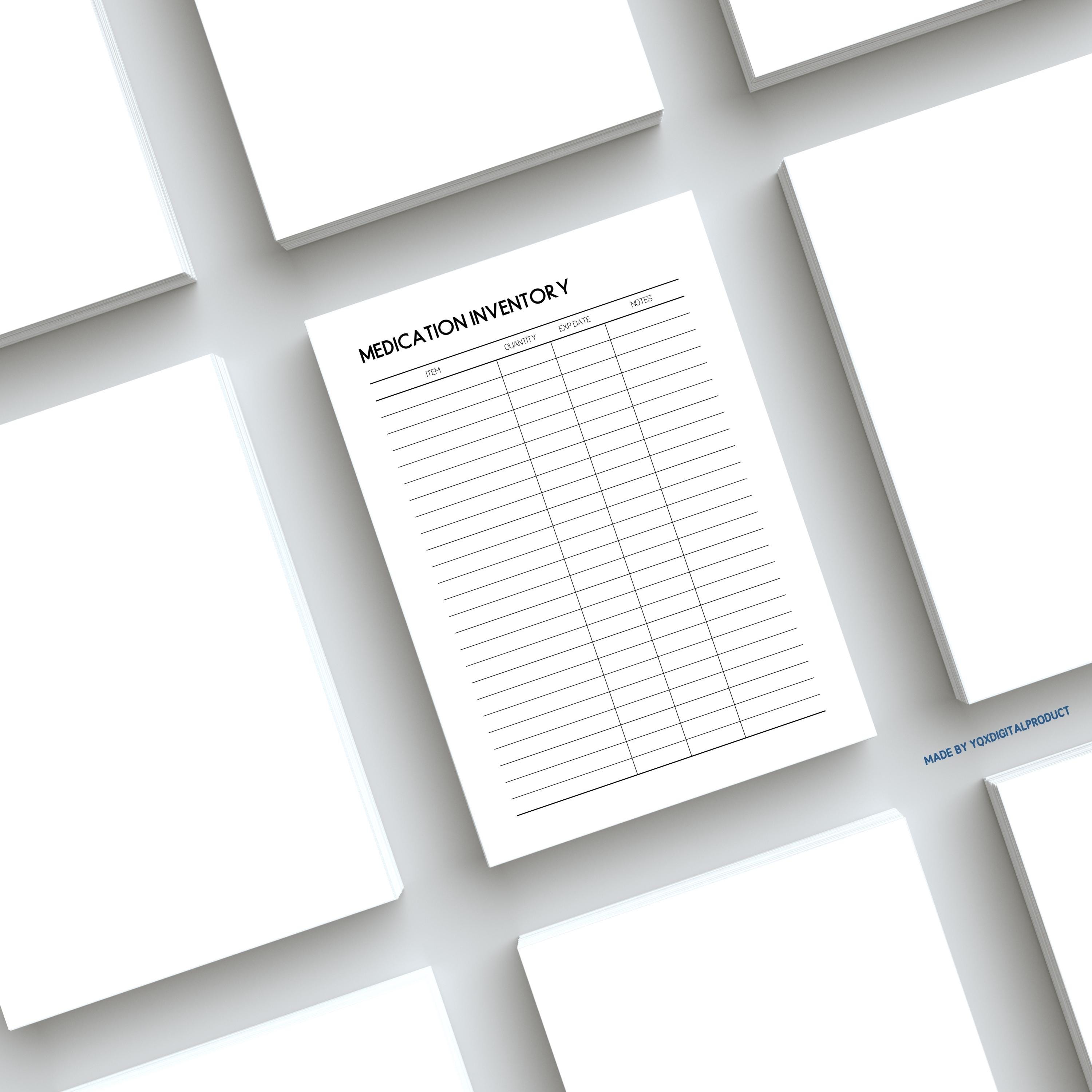 Medication Inventory | Medication Log | Inventory List | A4,a5,letter ...