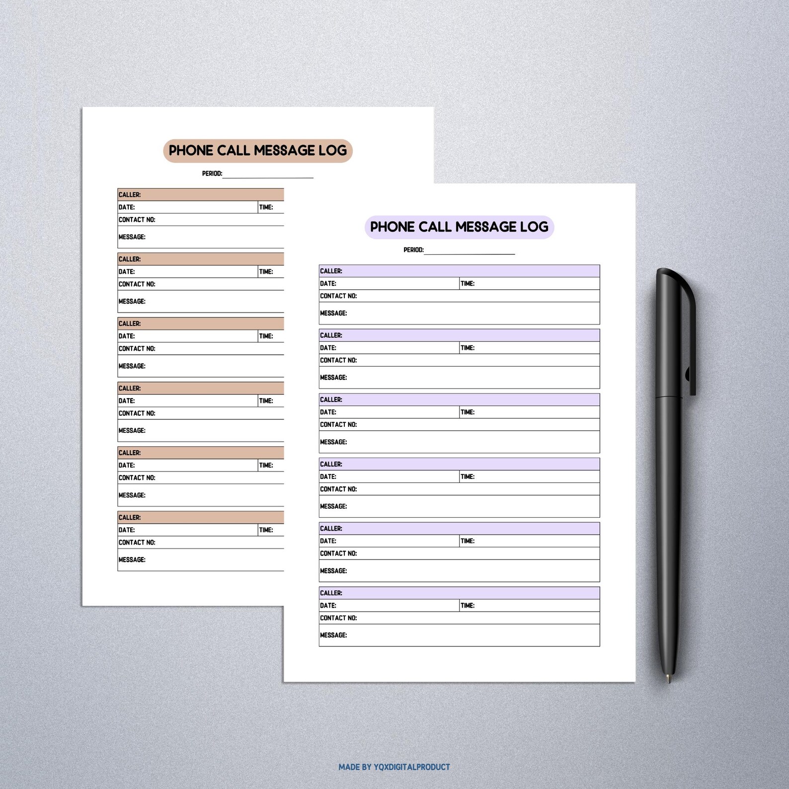 Phone Call Message Log Printable Conversation Record Missed Call Log ...