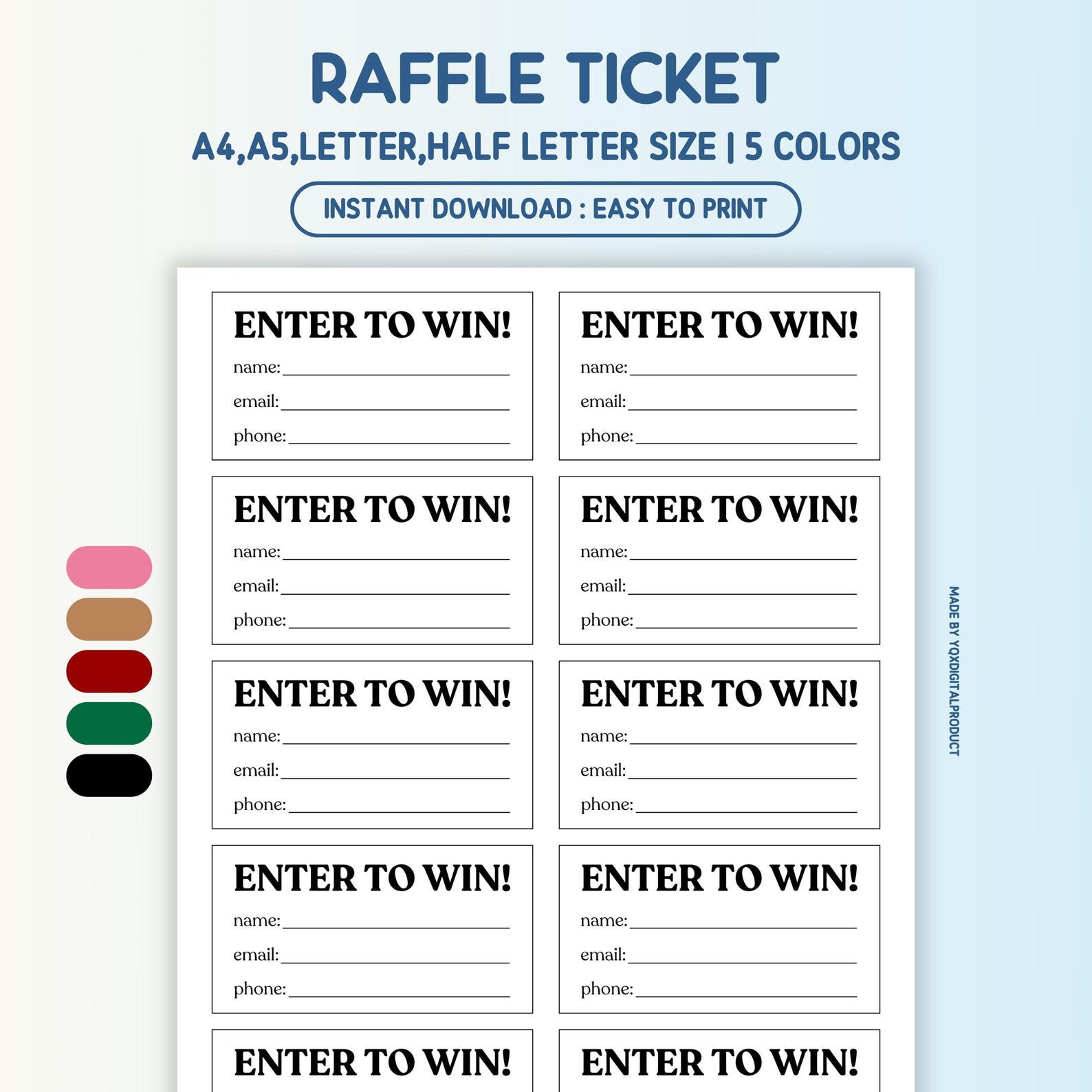 Printable Raffle Tickets | Raffle Ticket Template | Enter to Win ...