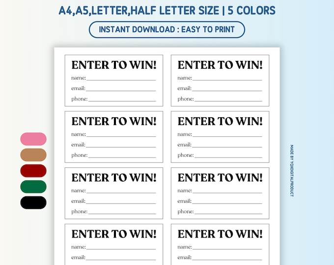 Modern Printable Raffle Ticket Template for Canva Editable Custom Draw ...