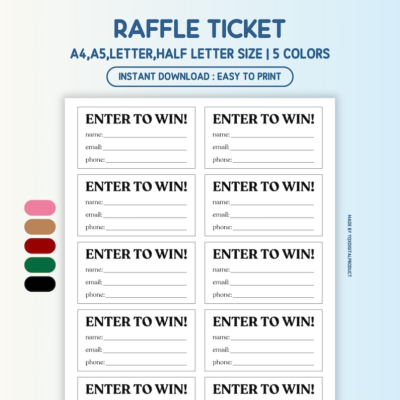 Printable Raffle Tickets | Raffle Ticket Template | Enter to Win ...
