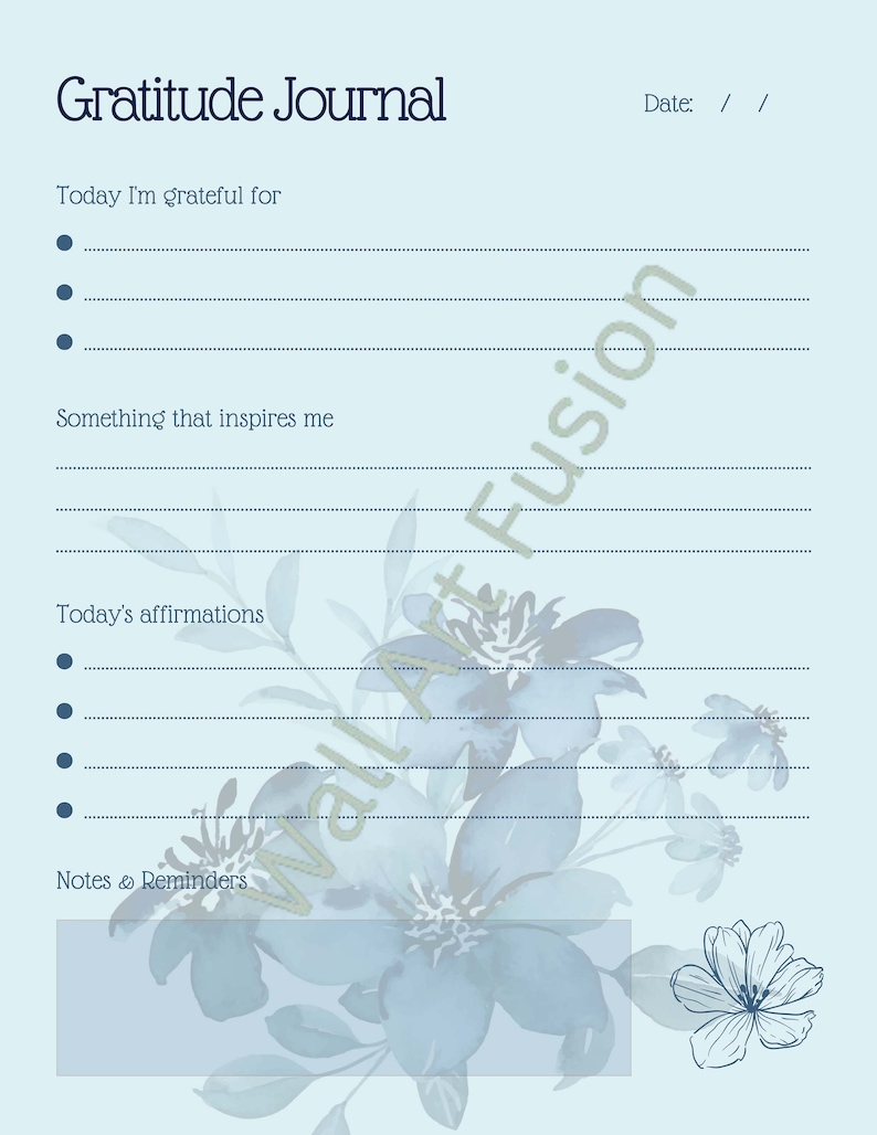 Daily Gratitude Journal Floral Design Affirmations Quotes - Etsy