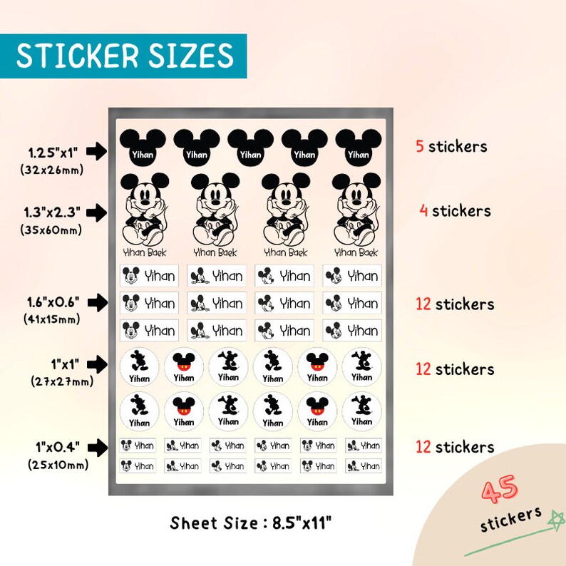 Custom Disney Name Labels L NEXT DAY SHIPPING L Waterproof I Disneyland ...
