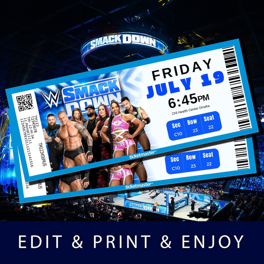 WWE Ticket, Smackdown Ticket, 2024 Wrestling Show Pass, Surprise Gift ...