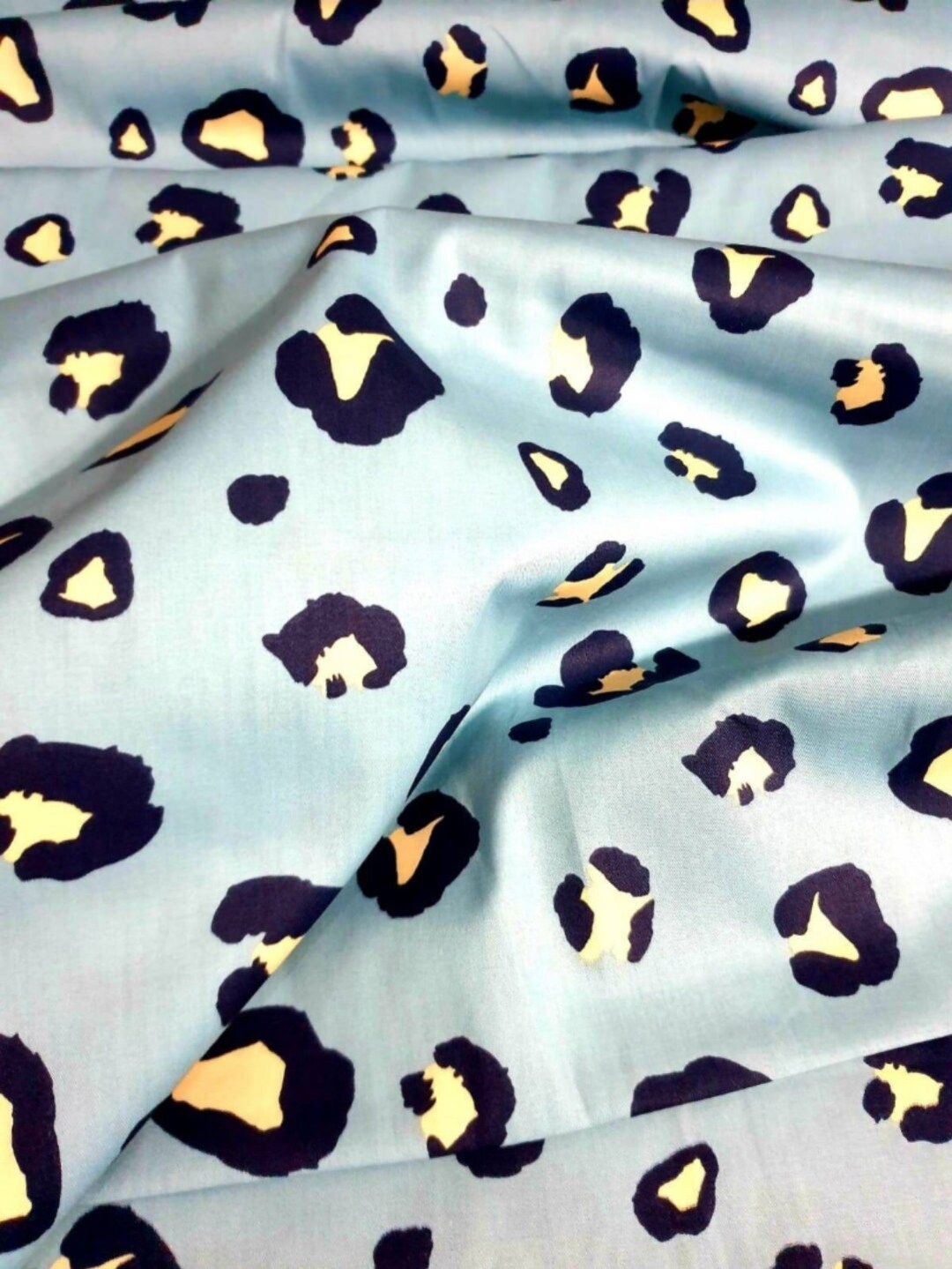 Blue Leopard Print Cotton Fabric, 60" Wide, by the Metre - Etsy