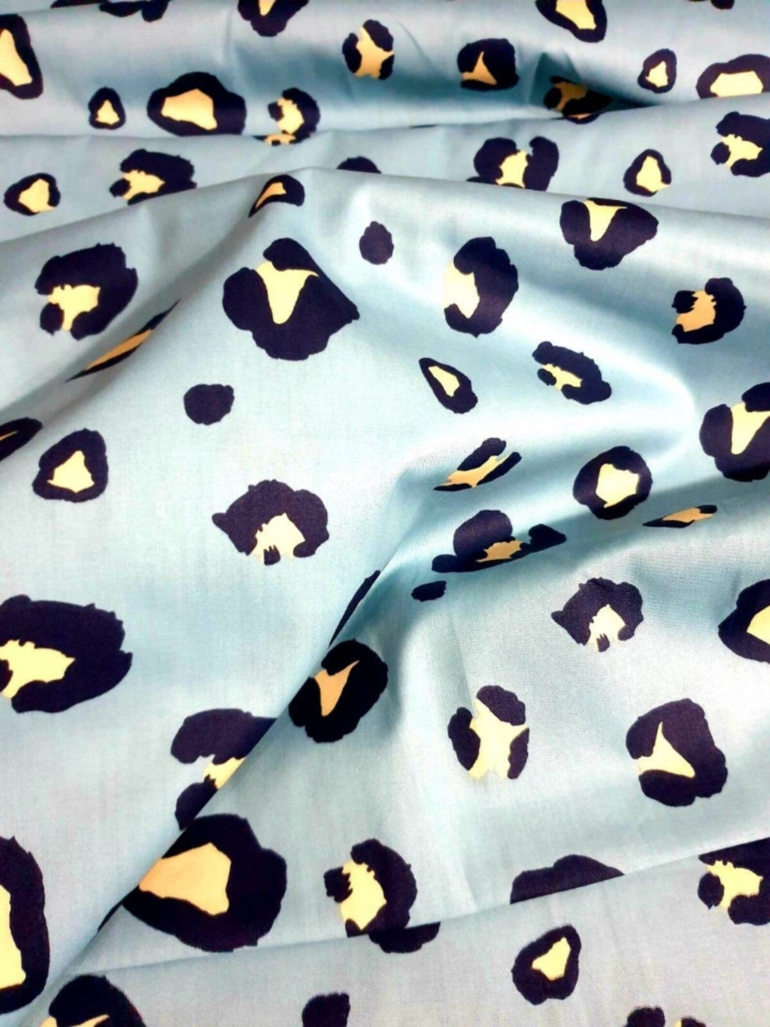 Blue Leopard Print Cotton Fabric, 60" Wide, by the Metre - Etsy