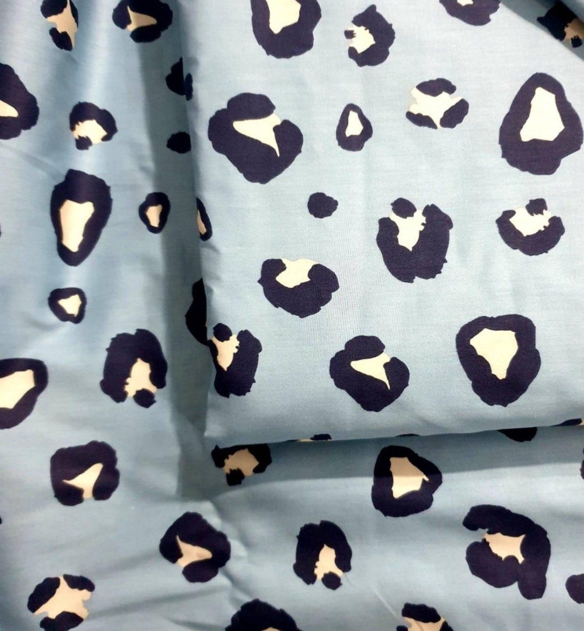 Blue Leopard Print Cotton Fabric, 60" Wide, by the Metre - Etsy