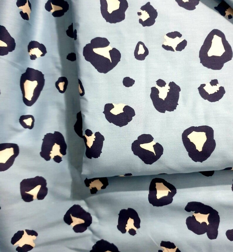 Blue Leopard Print Cotton Fabric, 60" Wide, by the Metre - Etsy