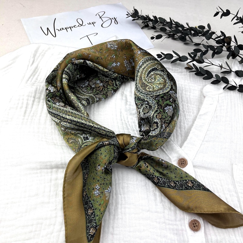 Vintage Green Head Scarf - Etsy UK