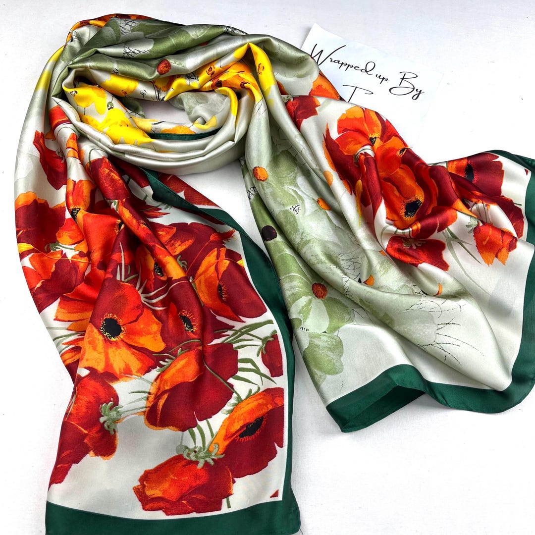 Red Poppy Silk Scarf - Women’s Wrap Shawl Scarves - Etsy