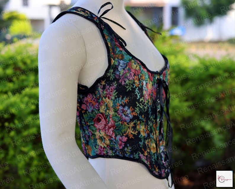 Milkmaid Bustier Black Corset Top Fairy Renaissance Lace Up Corset