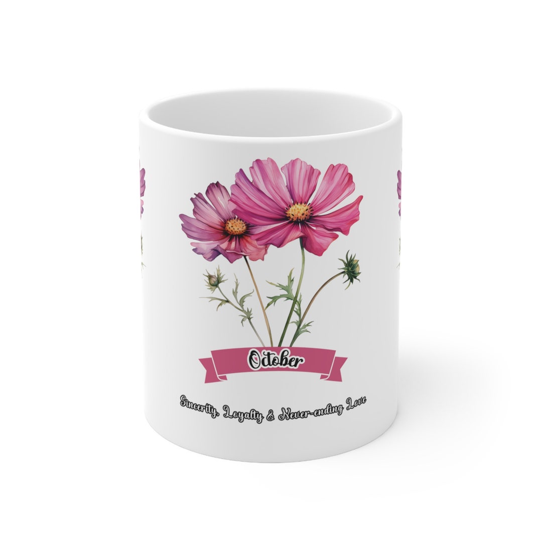 Personalized Birth Flower Mug, Custom Coffee Mug, Floral Mug ...