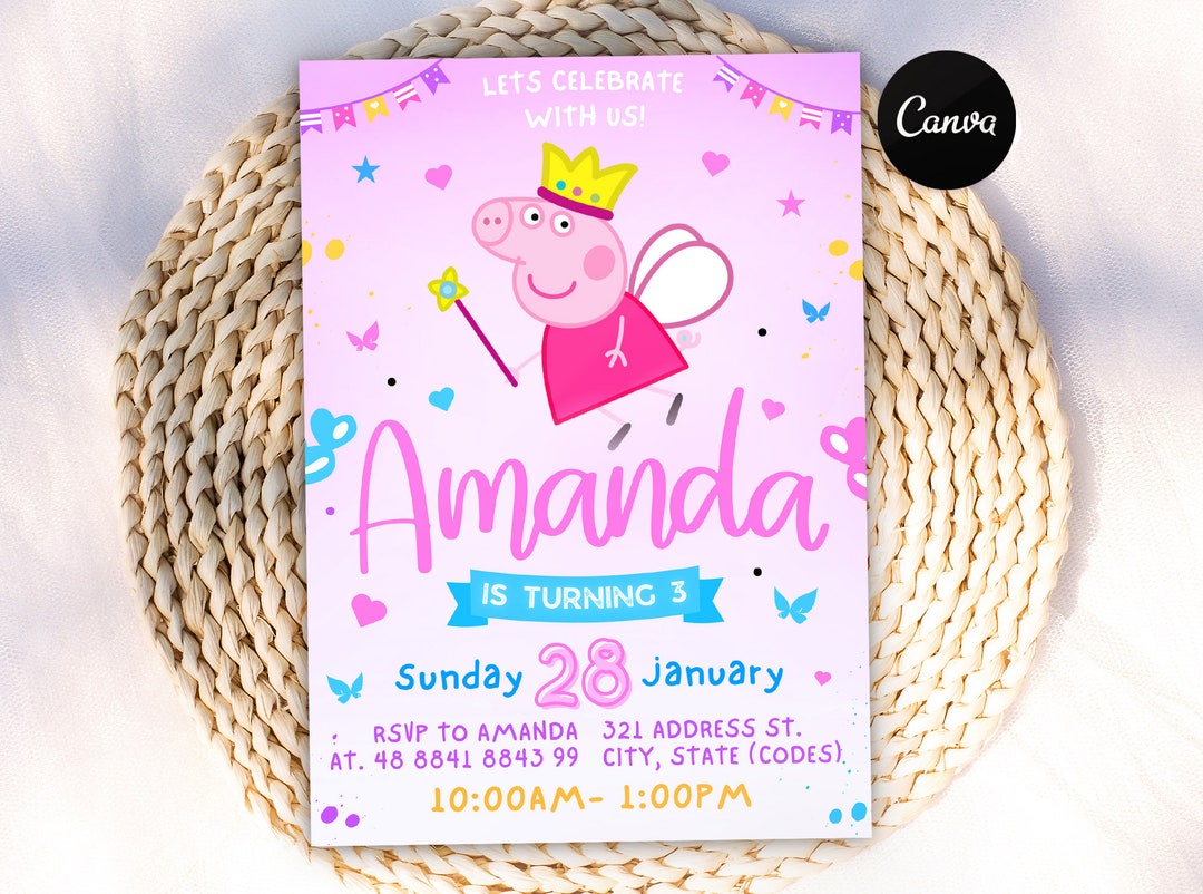 Invitación de cumpleaños de Peppa Pig invitación de Peppa - Etsy México
