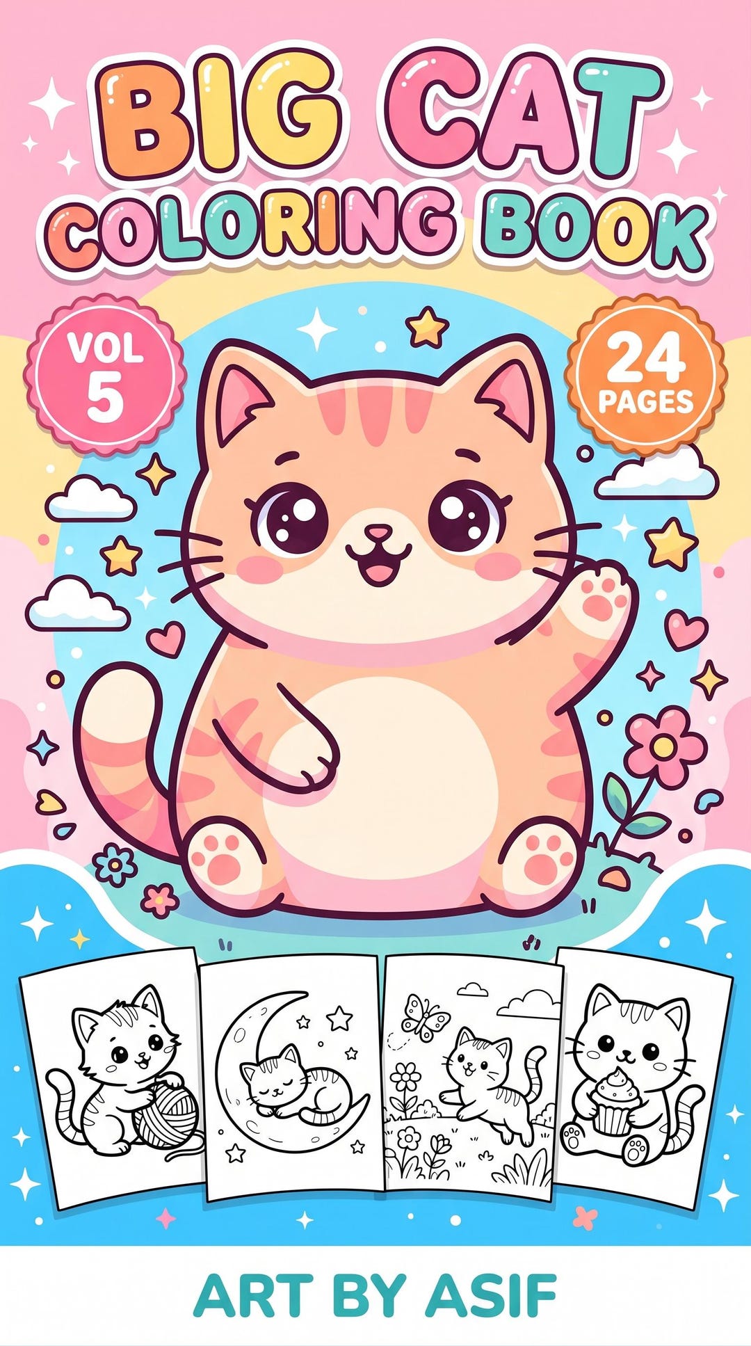 Cat Coloring Book | Kitten Pages Printable PDF (24 Pages) - Etsy
