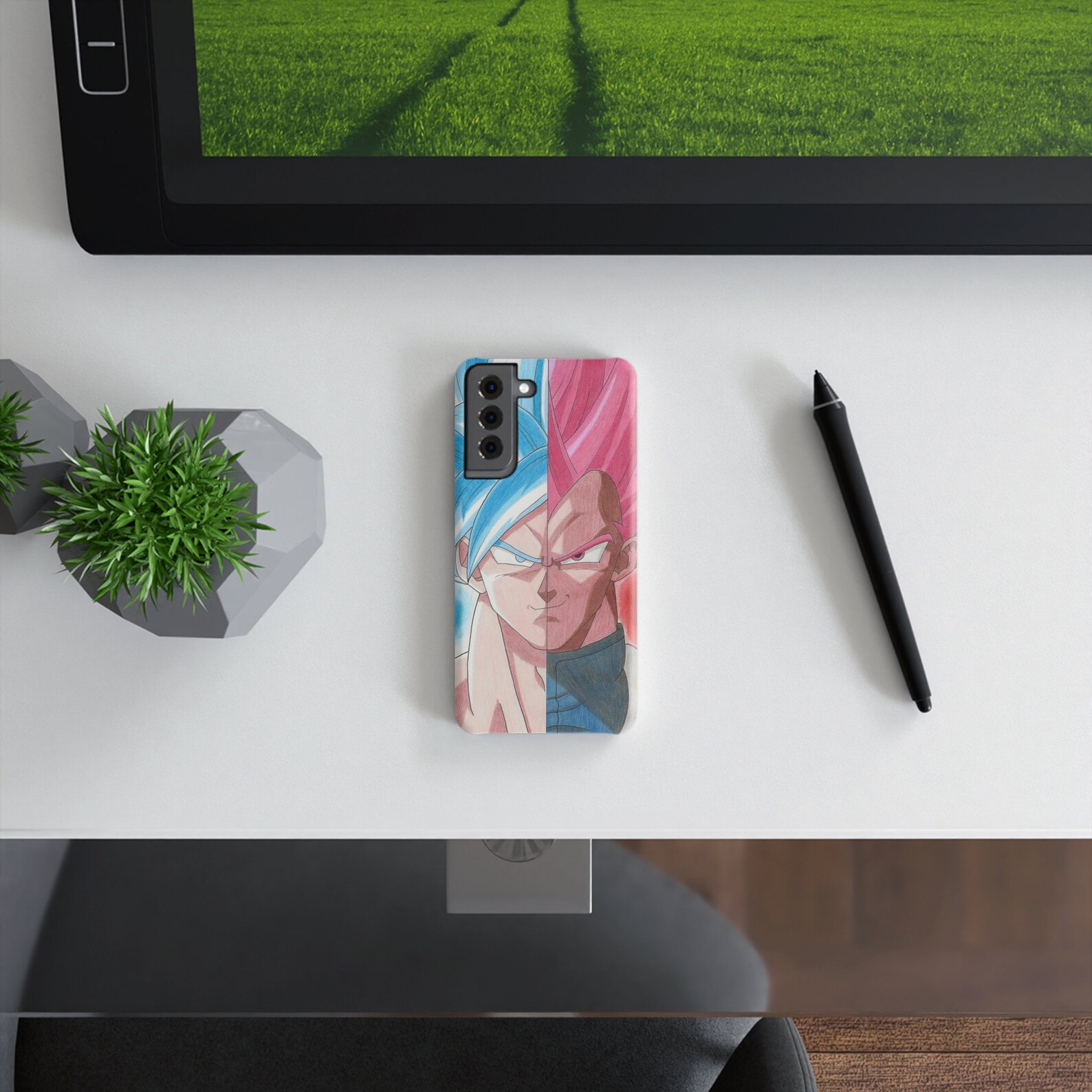 Hand Drawn Goku SSJ Blue and Vegeta SSJ God Slim Snap Case - Etsy