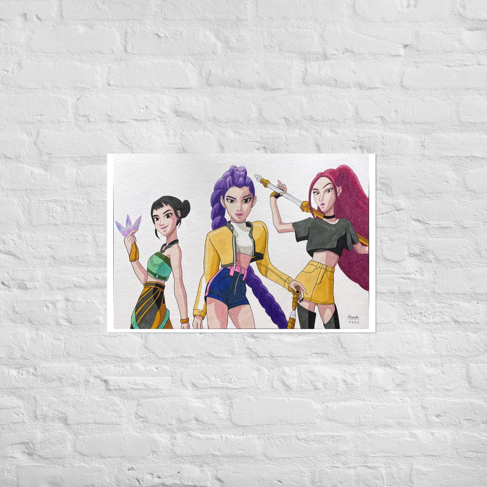 Hand Drawn Huntrix From Kpop Demon Hunters - Etsy