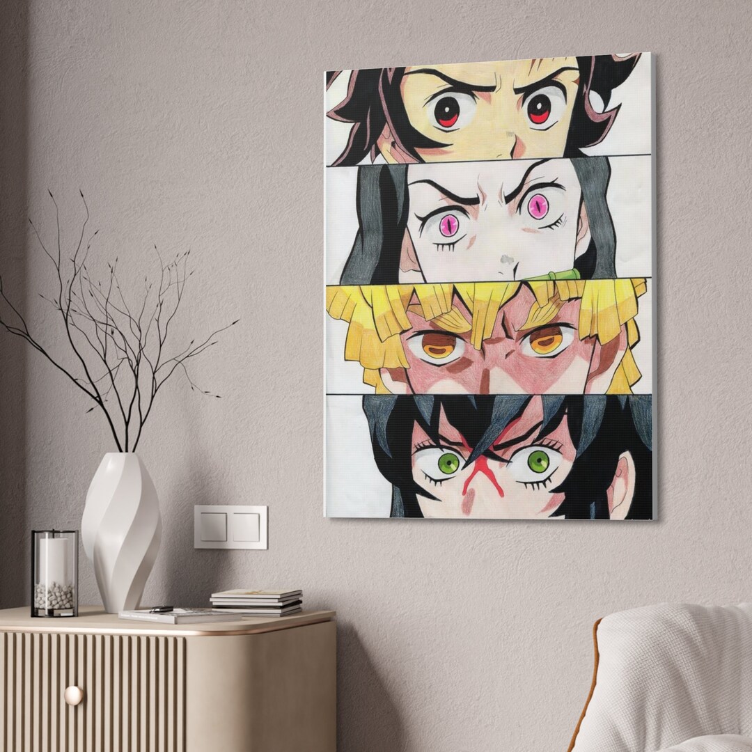 Hand Drawn Demon Slayer Canvas Stretched, 1.5'' - Etsy
