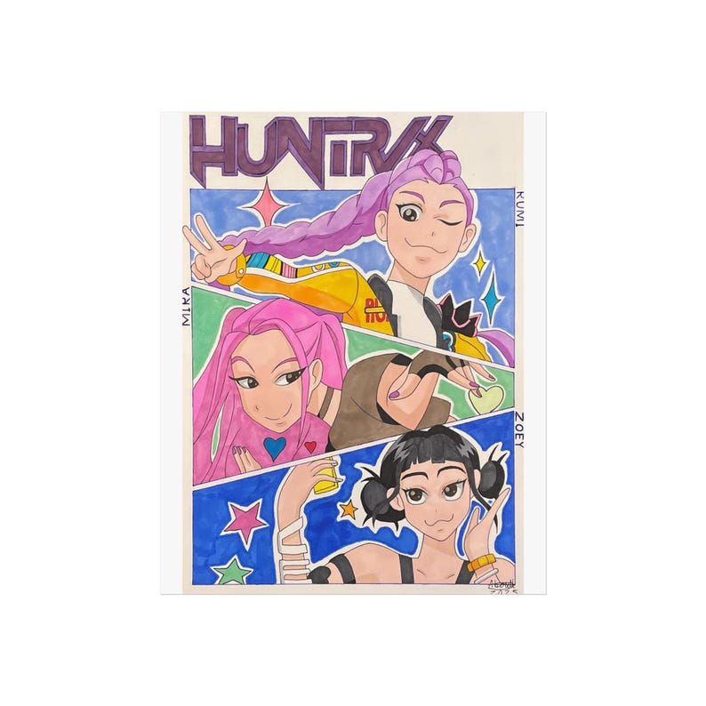 Drawing Huntrix From Kpop Demon Hunters Vibrant Fine Art Posters ...