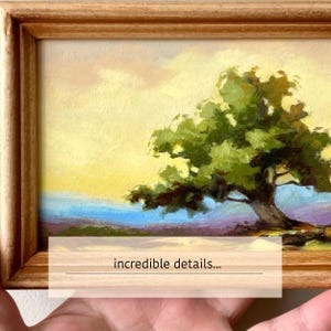 Miniature Oak Tree Oil Painting: Framed California Landscape Art (6x4 ...