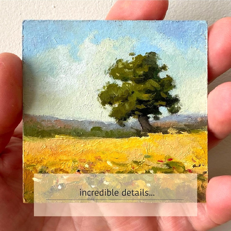 Oak Tree Original Oil Painting: Tiny California Countryside Landscape ...