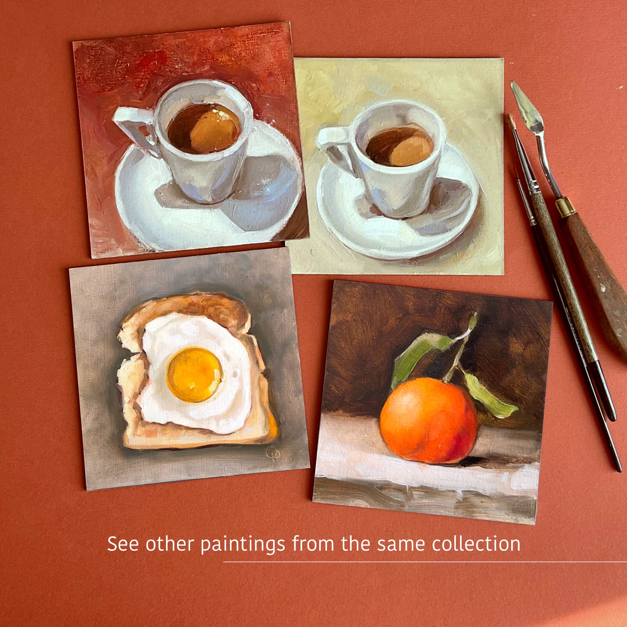 Fried Egg Kitchen Art, Small Food Oil Painting, Small Oil Painting in a ...