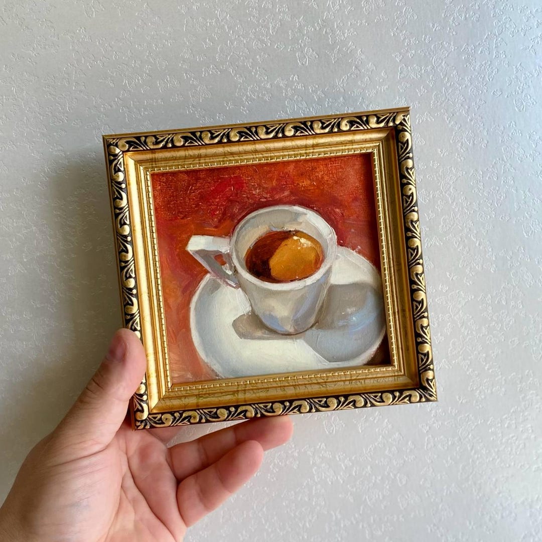 Coffee Cup Small Kitchen Art, Food Oil Painting, Contemporary Art in a ...
