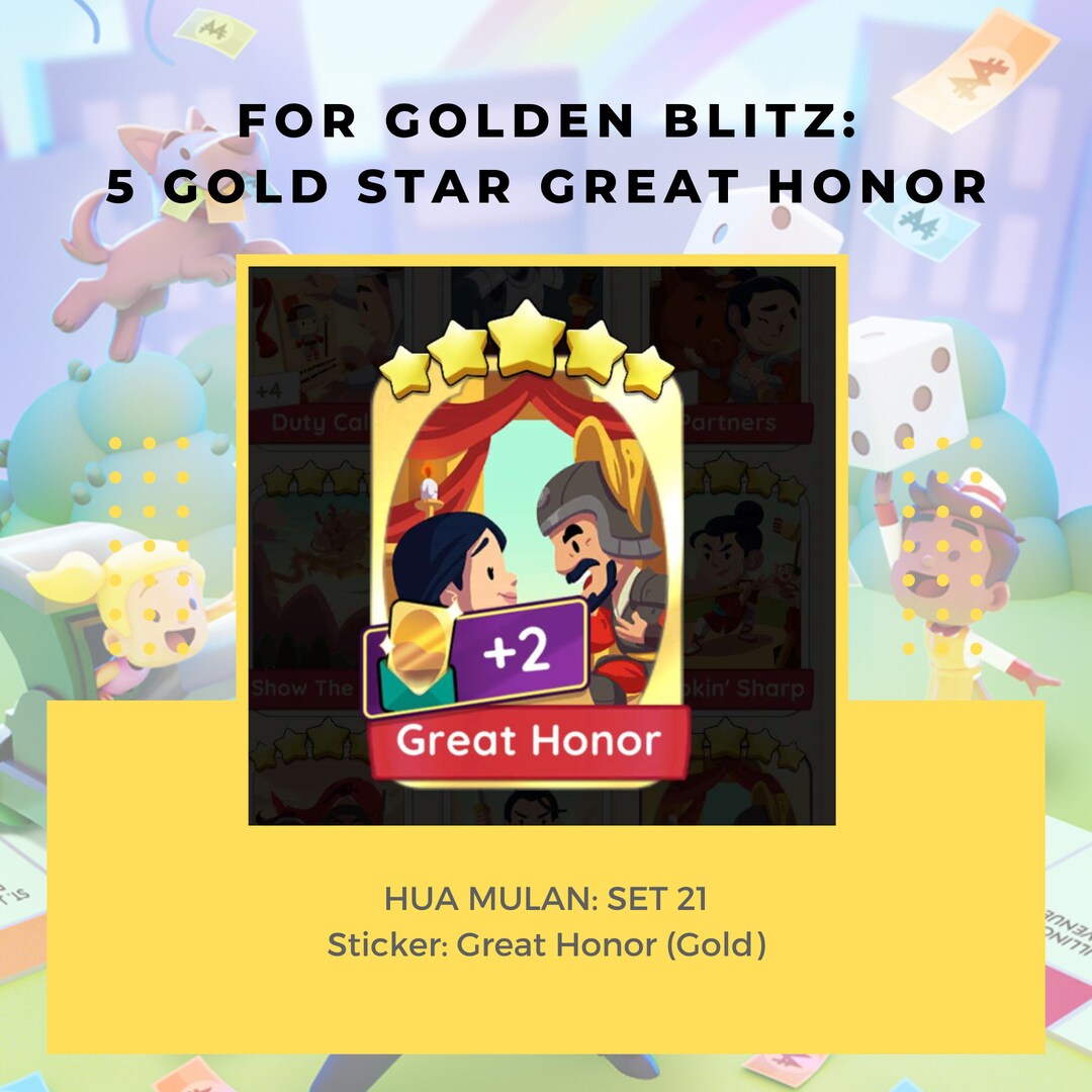 5 Sterne Gold: Große Ehre Monopoly Go Sticker Golden Blitz - Etsy.de