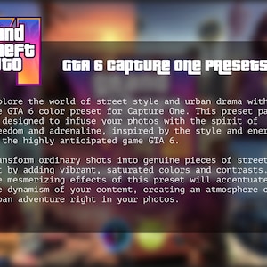 GTA 6 Captureone Professional Color Presets for Instagram Color Game ...