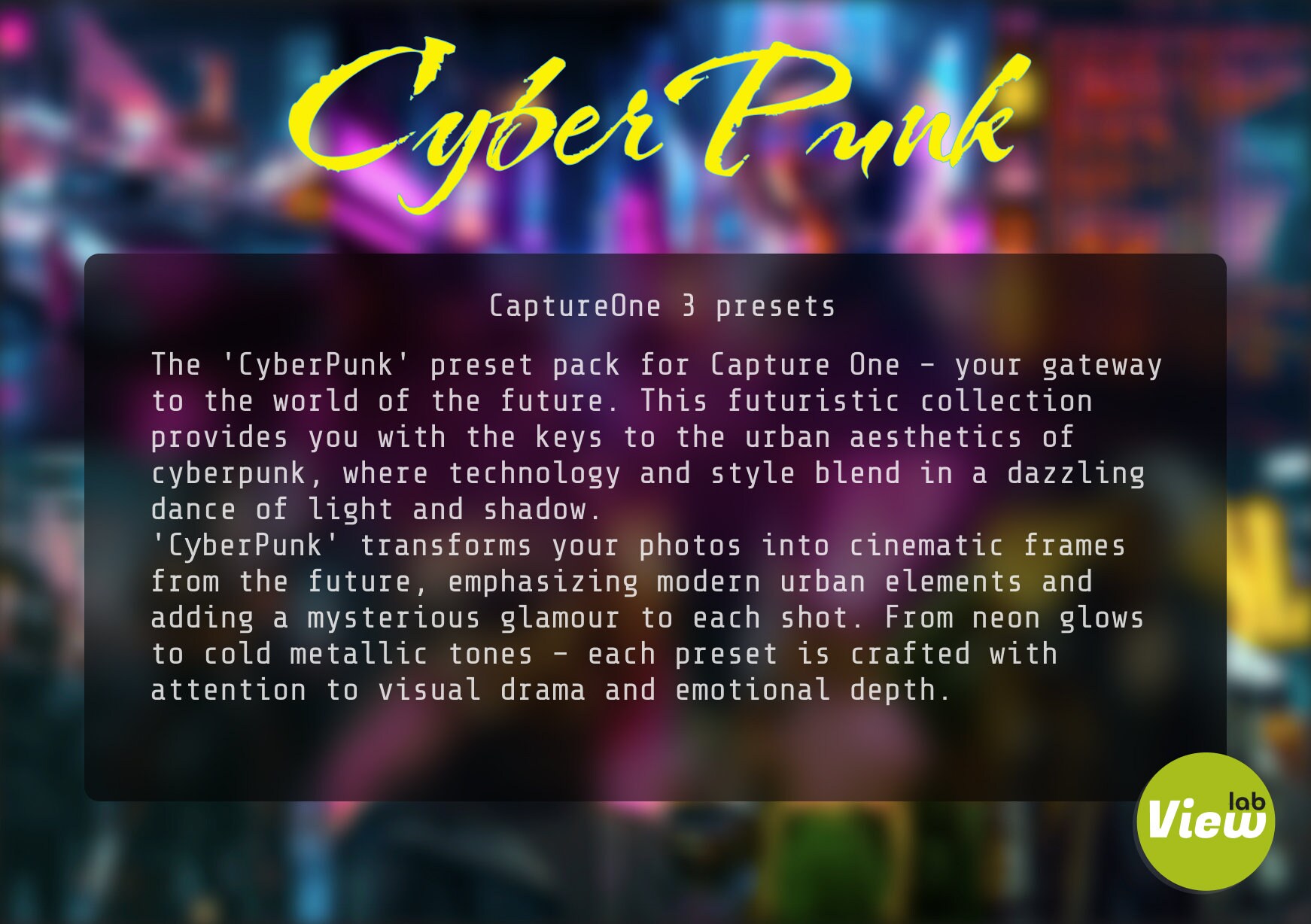 Capture One Style Cyberpunk Presets-style for Photographers and ...