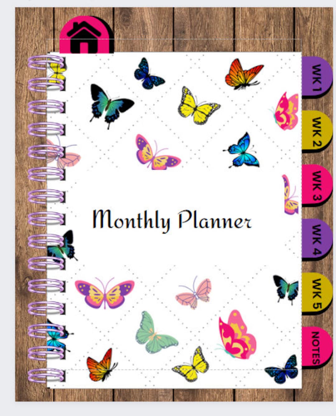 Undated Monthly Butterfly Digital Planner With 80 Pages and Hyperlinks ...