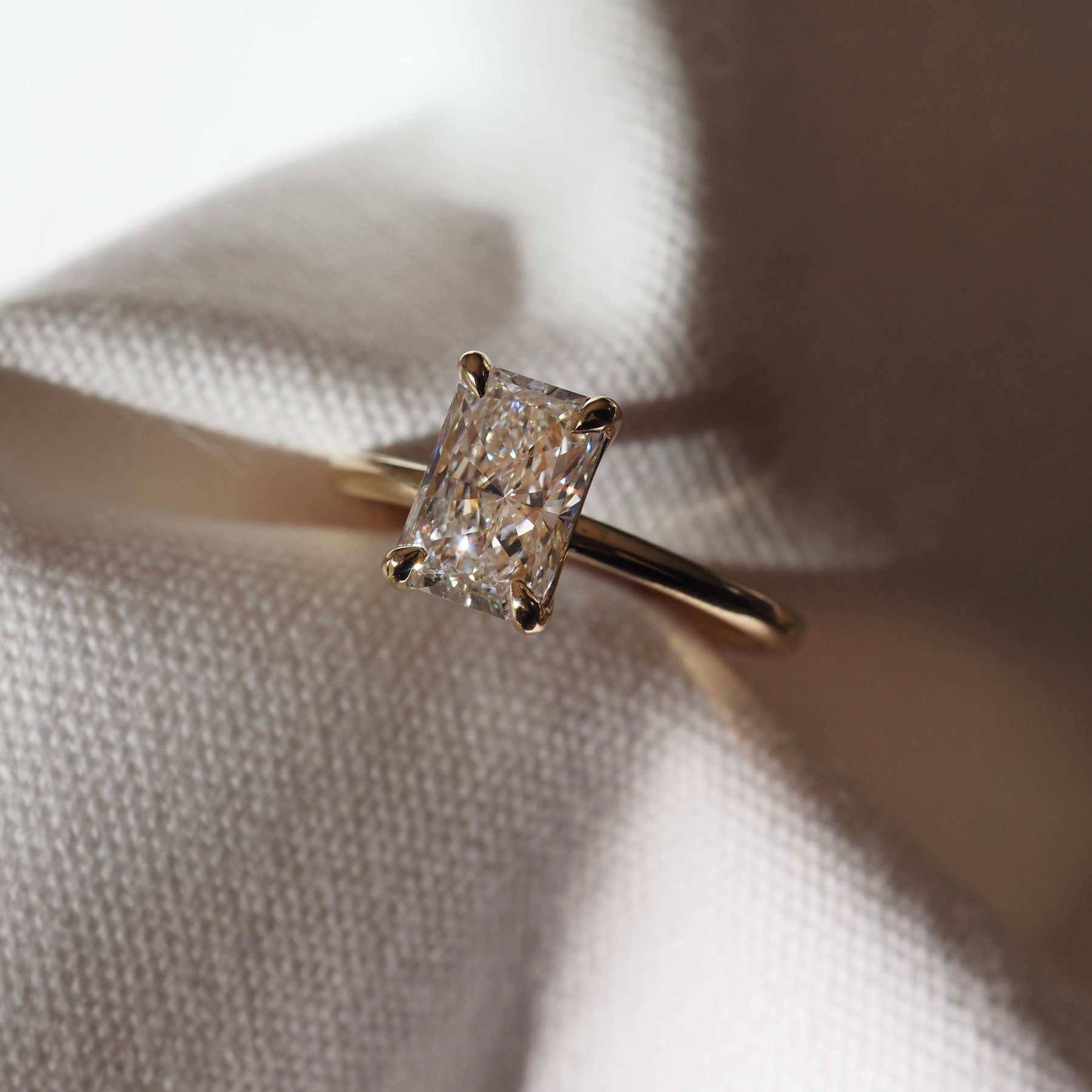 Solitaire Engagement Ring, 14K Yellow Gold Proposal Ring, 3.0 Ct ...