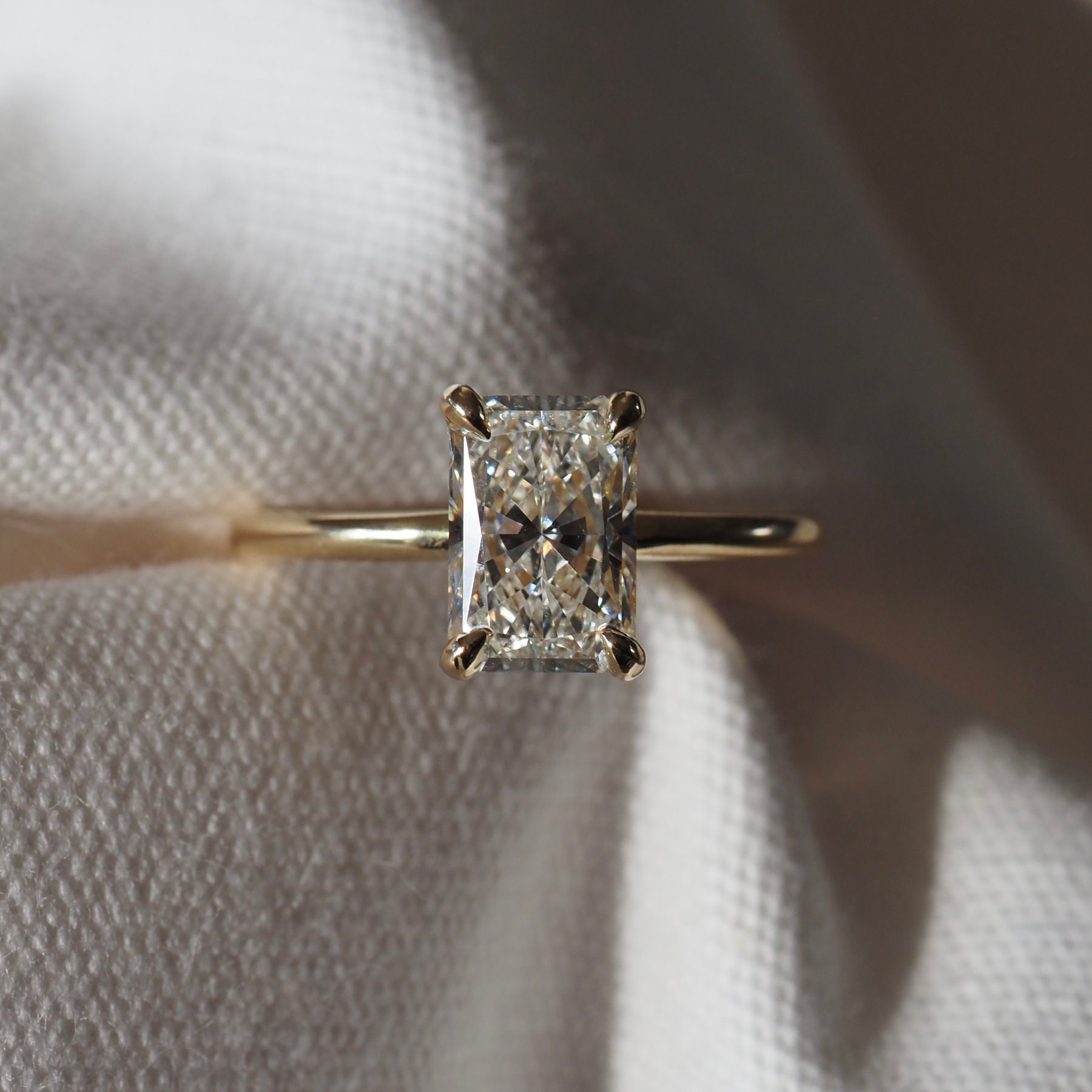 Solitaire Engagement Ring, 14K Yellow Gold Proposal Ring, 3.0 Ct ...