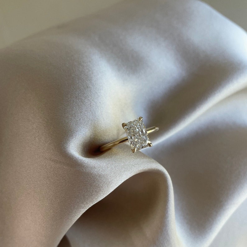 Solitaire Engagement Ring, 14K Yellow Gold Proposal Ring, 3.0 Ct ...