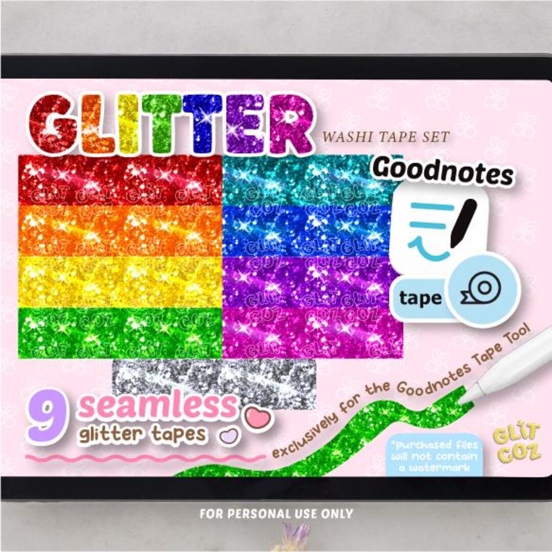 Glitter - Washi Tape Set (digital Washi Tape) for Goodnotes Tape Tool ...
