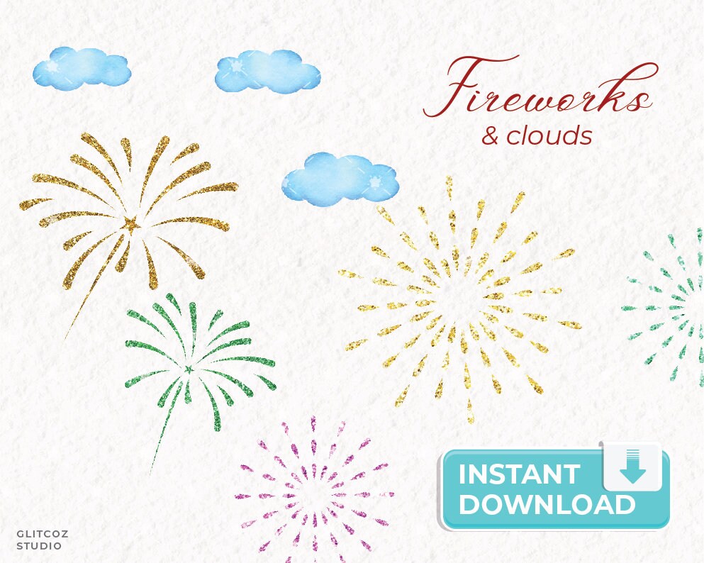 Chinese New Year Clipart Set Hand Drawn Digital Watercolor Textured ...