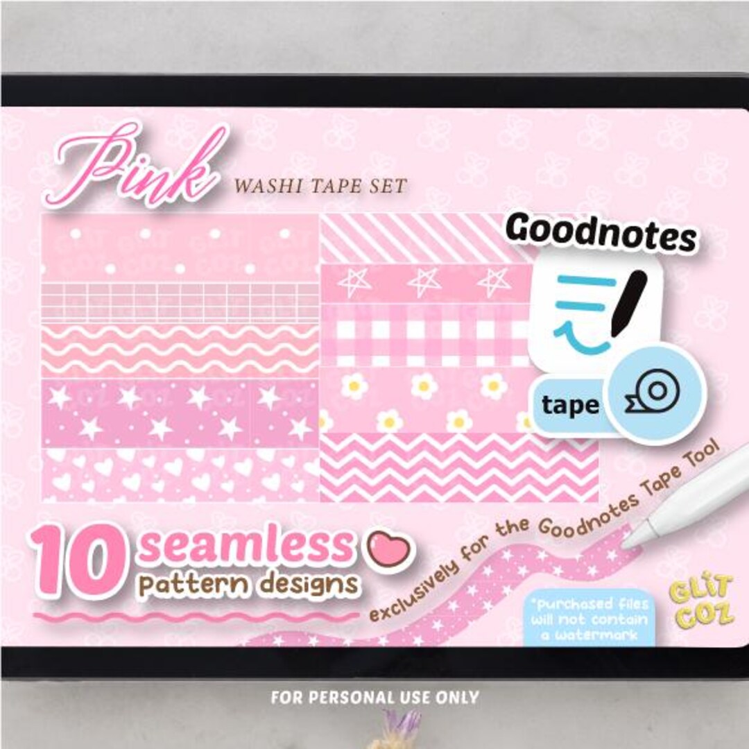 Pink - Washi Tape Set (digital Washi Tape) for Goodnotes Tape Tool ...