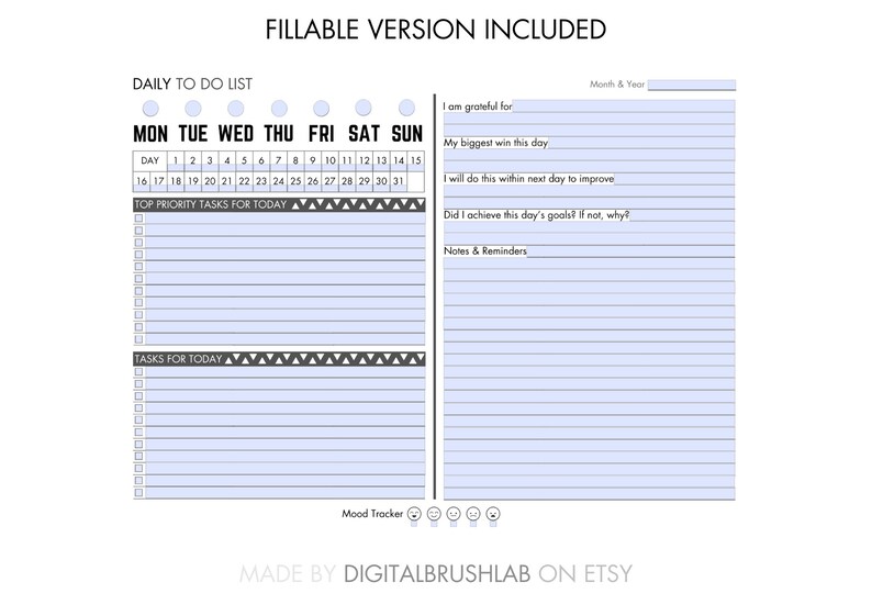 Printable Daily to Do List, Fillable Daily to Do List, Daily Organizer ...