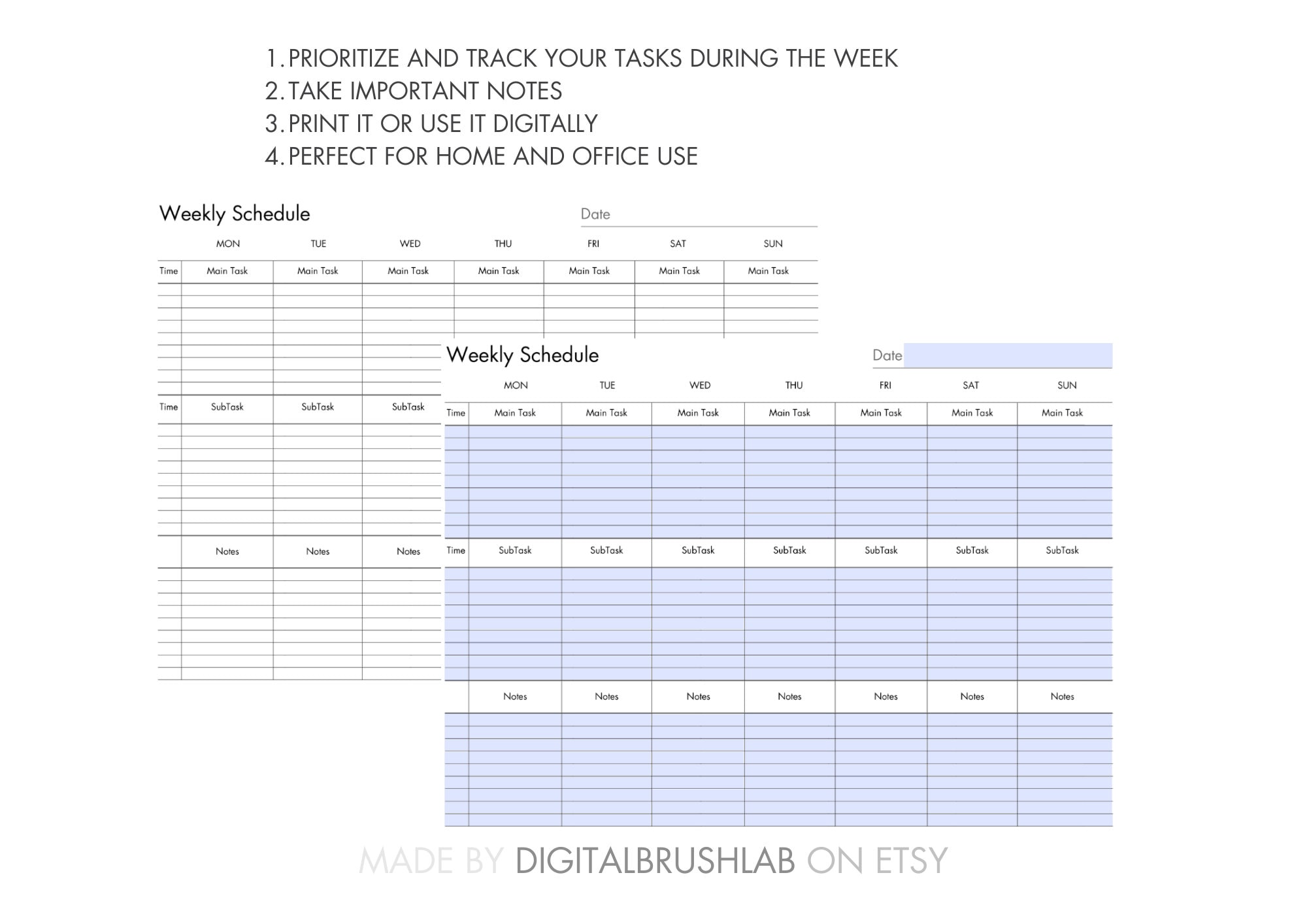 Weekly Planner Printable Landscape, Weekly Planner Fillable Landscape ...