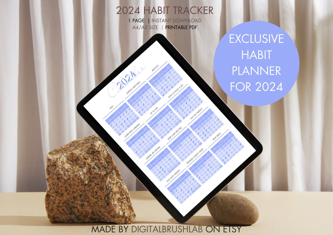2024 Habit Tracker, Daily Habit Tracker, Monthly Habit Tracker, Yearly ...