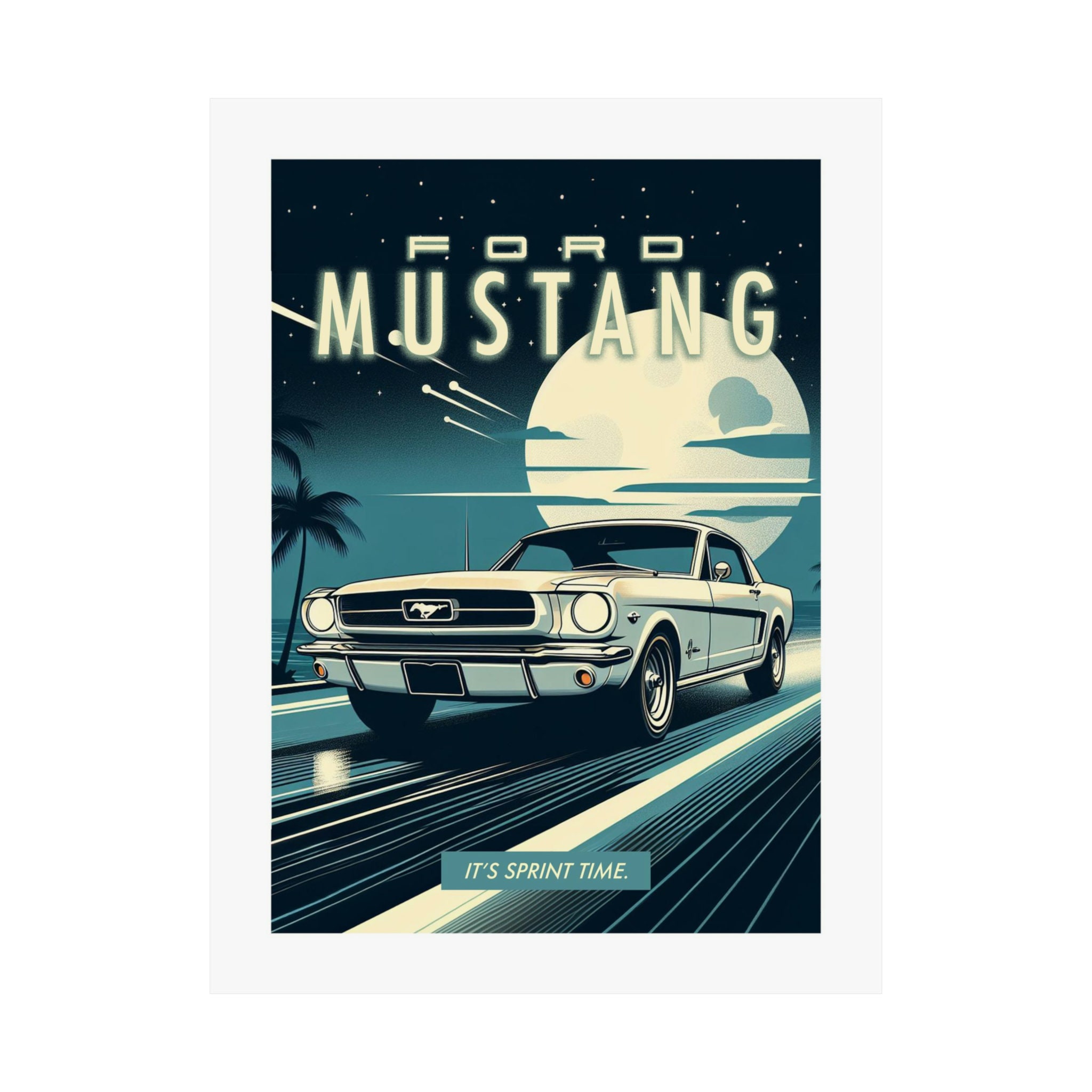 Vintage Classic Original Ford Mustang Poster Wall Art Husband Gift His ...