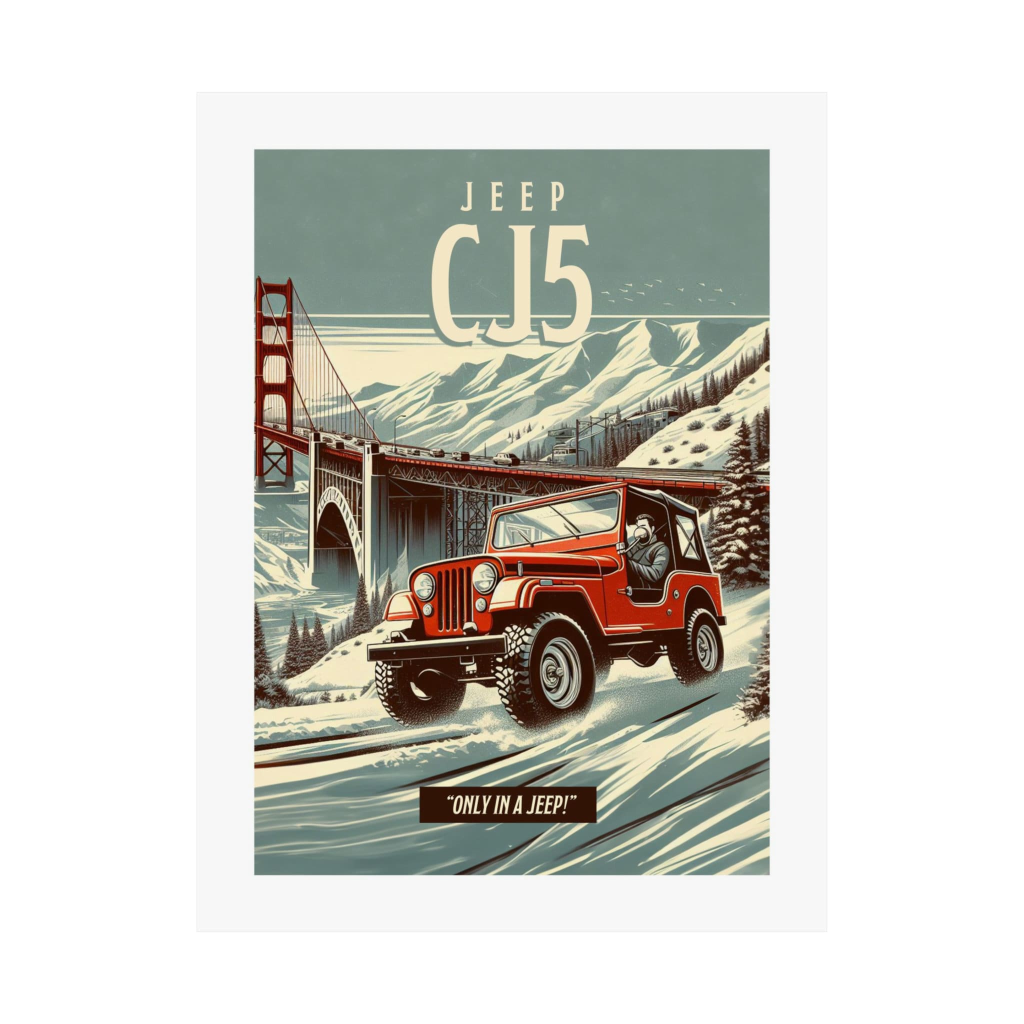 Vintage Classic Jeep CJ5 Poster Wall Art Husband Gift His Birthday ...