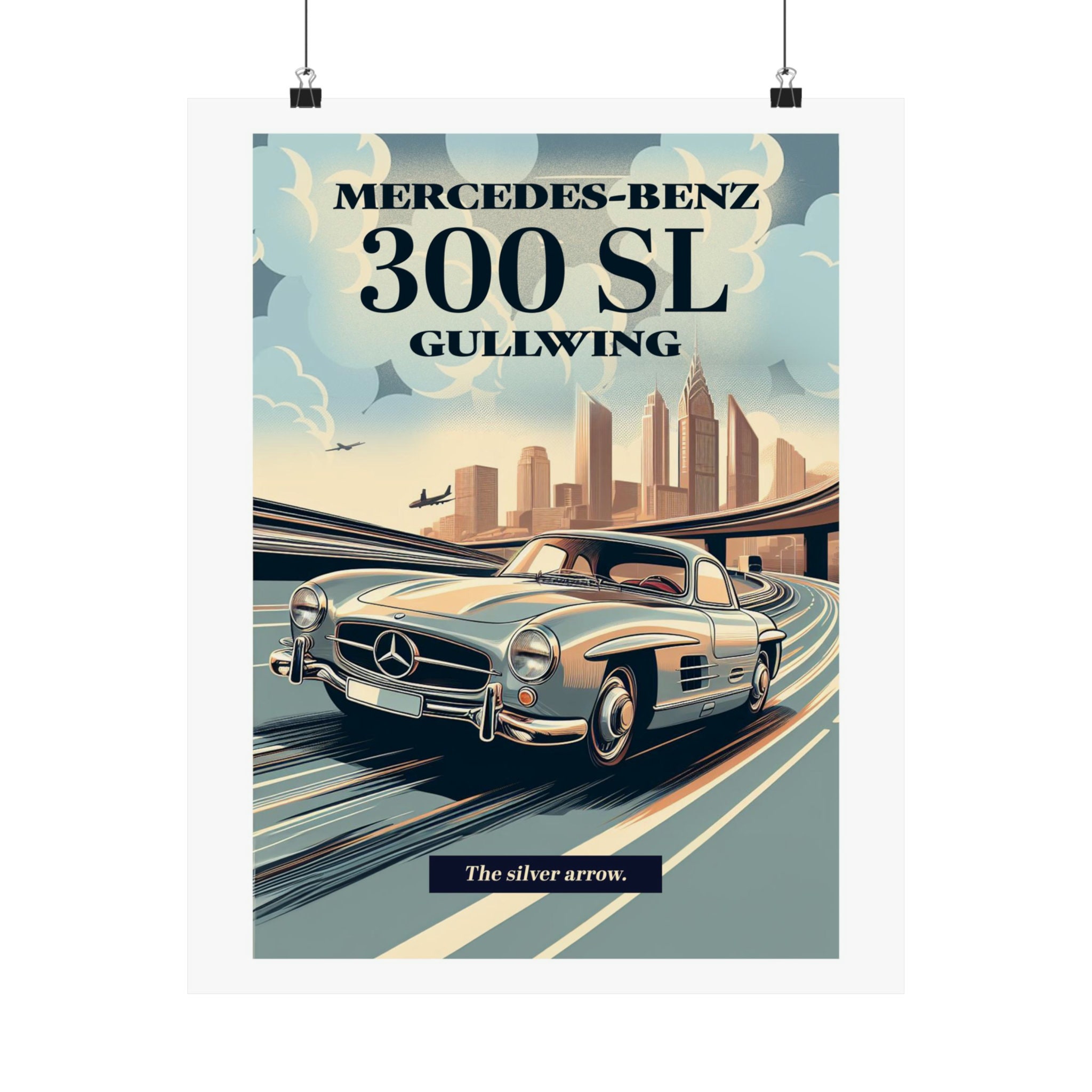 Vintage Mercedes Benz 300 SL Gullwing Poster Wall Art - Etsy
