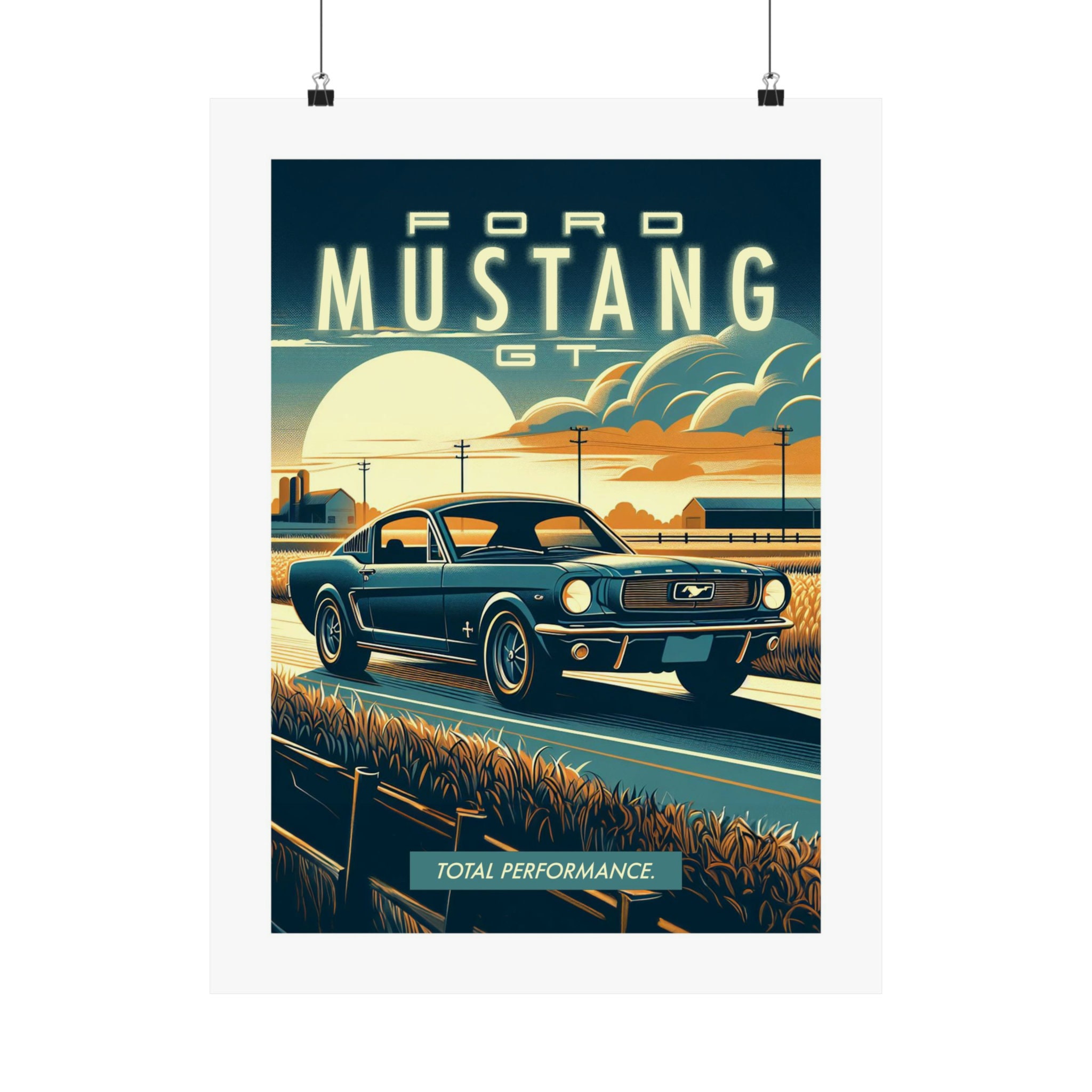 Vintage Classic Original Ford Mustang Fastback GT Poster Wall Art ...