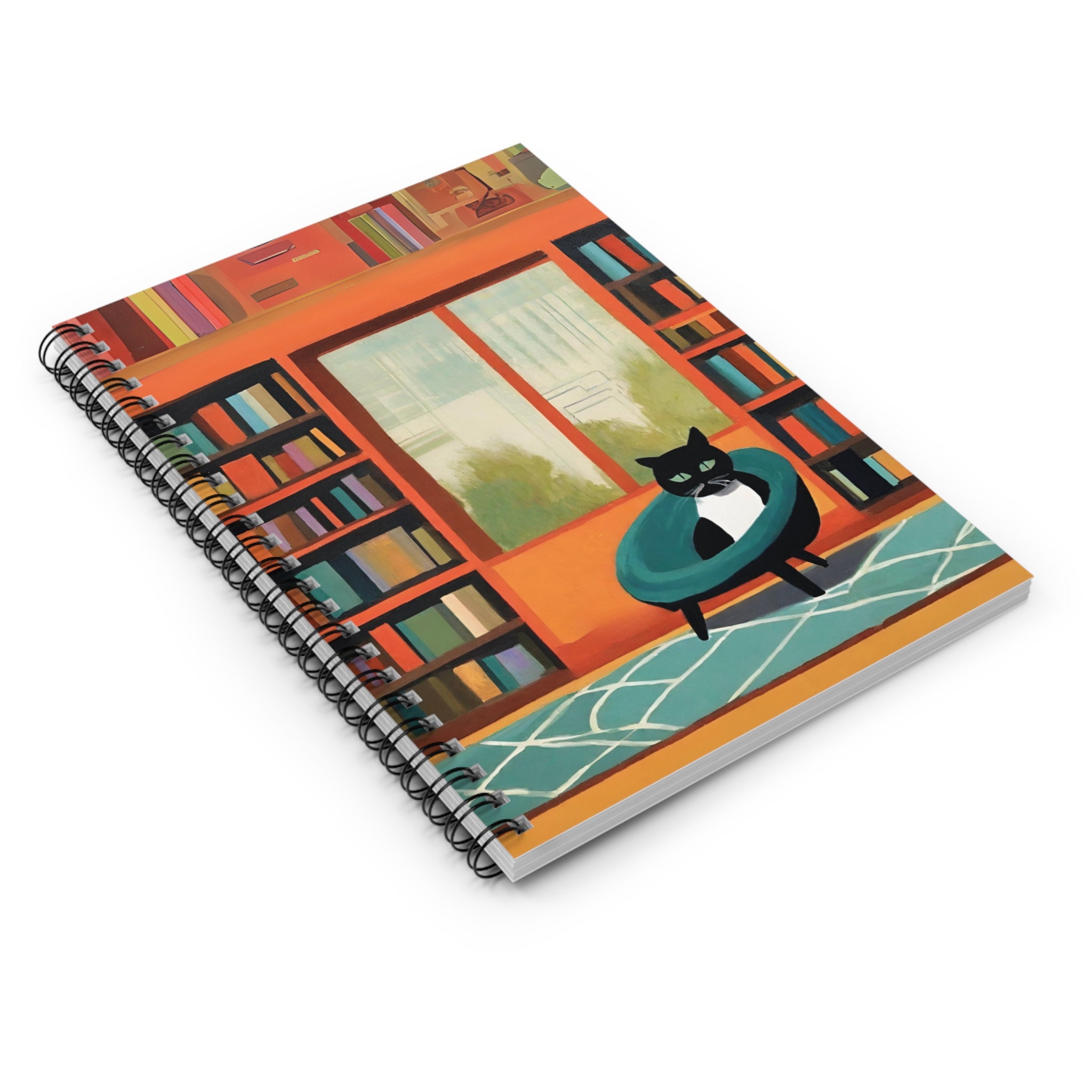 Tuxedo Cat Spiral Notebook, Gift for Cat and Booklovers, Retro Cat ...