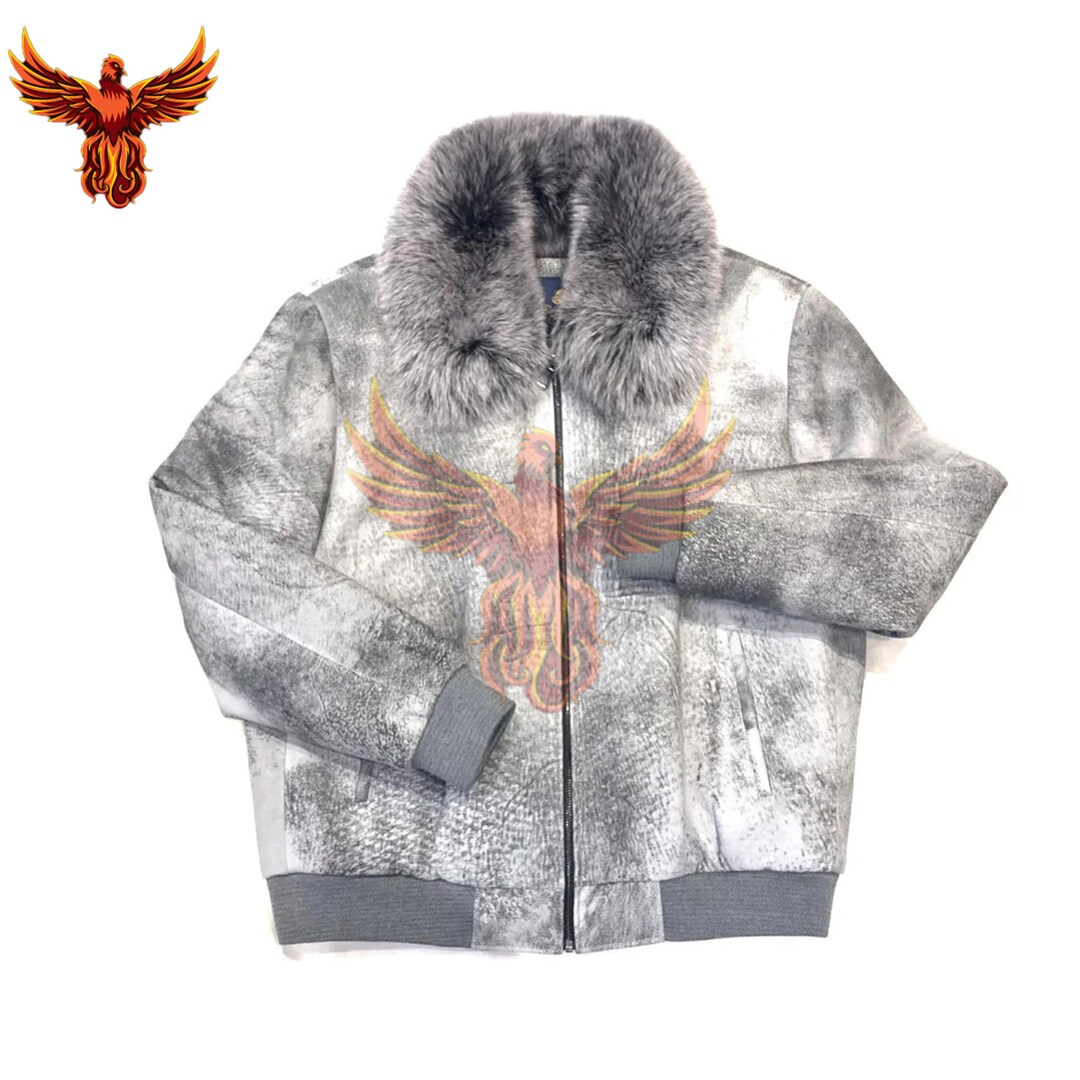 New Men's Classic Handmade Silver V Bomber Shearling - Etsy